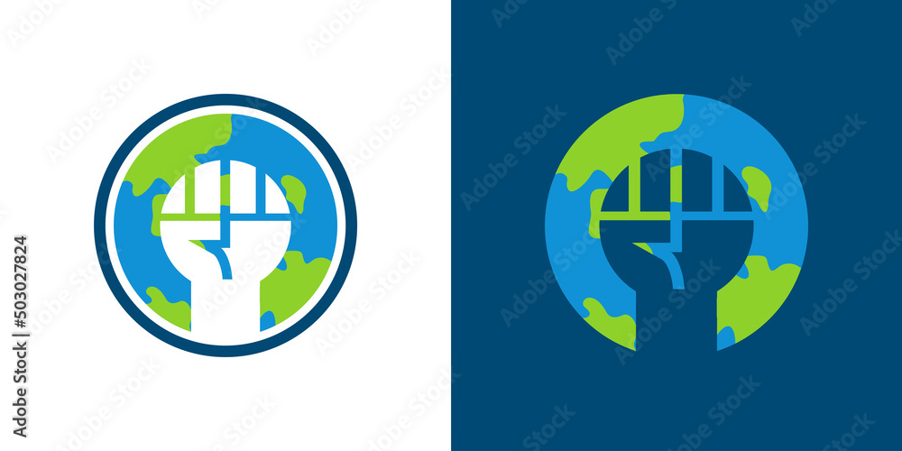 World revolution logo icon design, clenched fist and earth symbol Stock ...