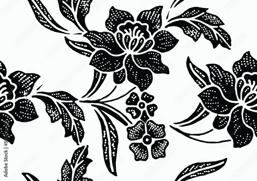 Indonesian batik motifs with very distinctive plant patterns Stock ...