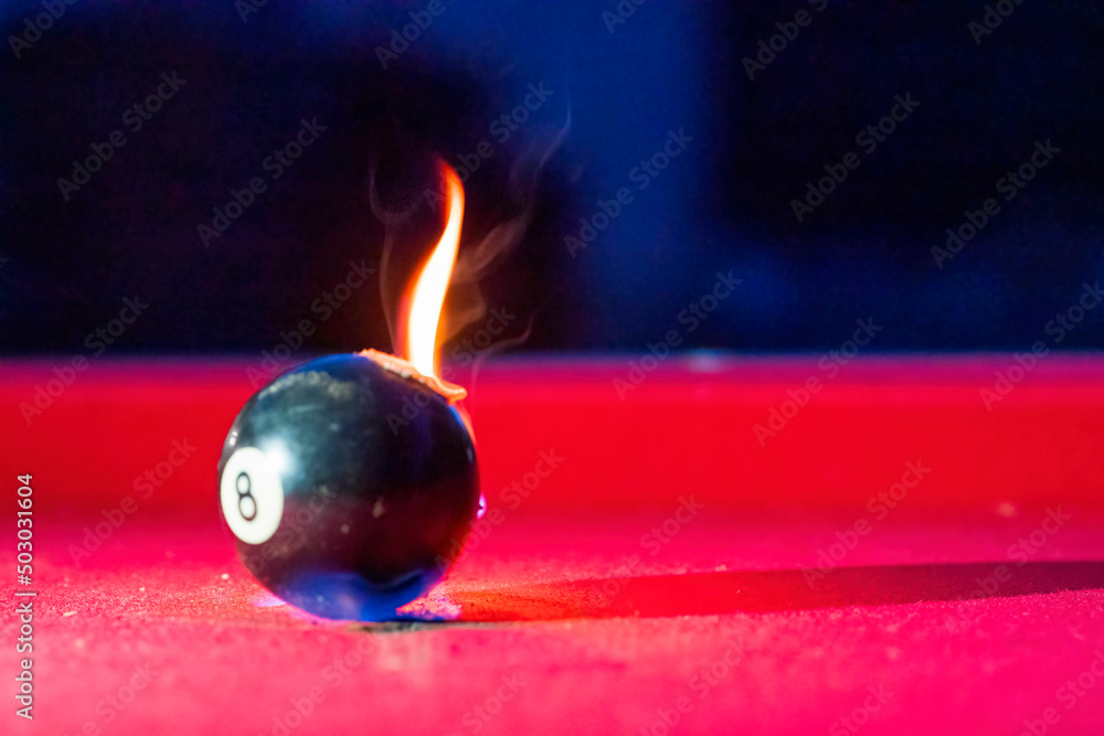 Pool Balls Are Lit On Fire While Sitting On A Pool Table In An Outdoor ...