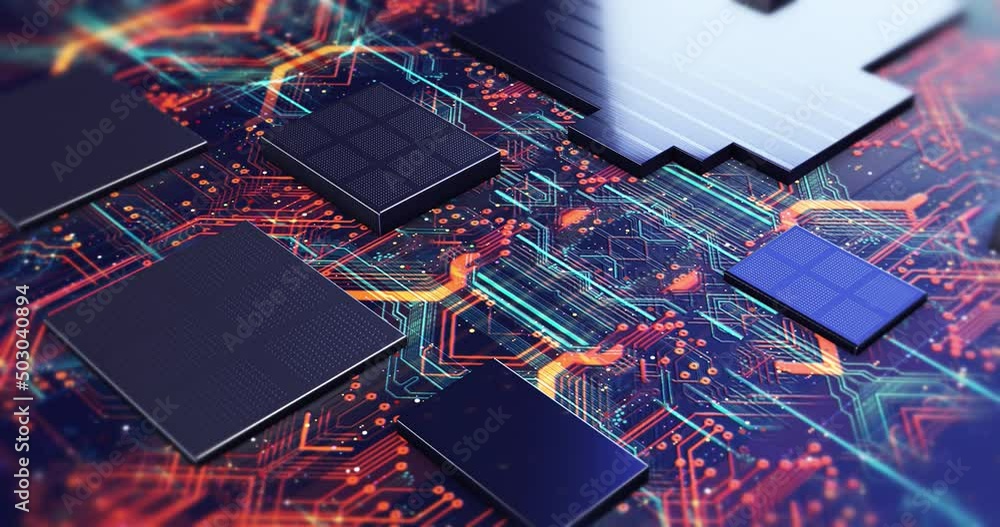 Vídeo do Stock: Advanced CPU With Motherboard Processing Data To Cloud ...