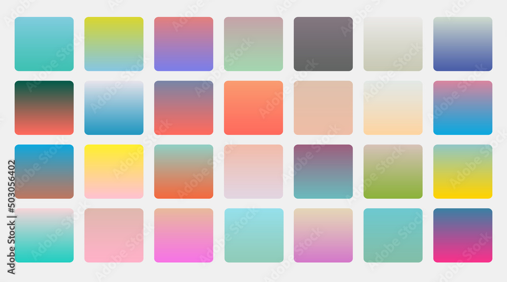 colorful gradients in different color themes and shades big set Stock ...