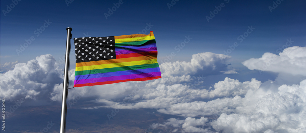 Gay flag symbol of gay pride in America. United States Rainbow Gay ...