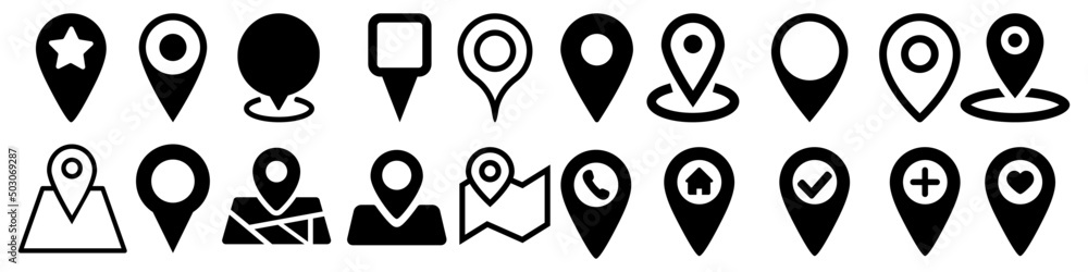 Map Pin vector icon set. pointer illustration sign collection ...