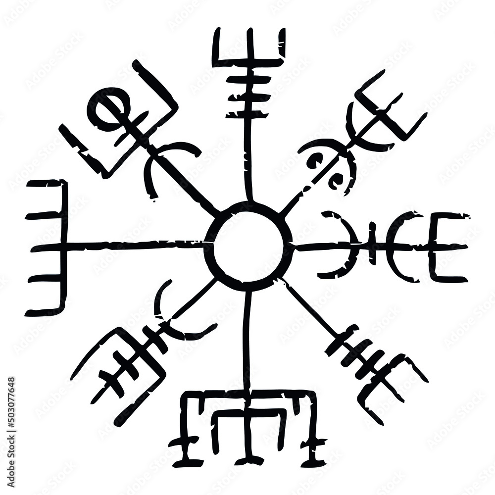 Vegvisir Icelandic, Norse, Viking compass.eps Stock Vector | Adobe Stock