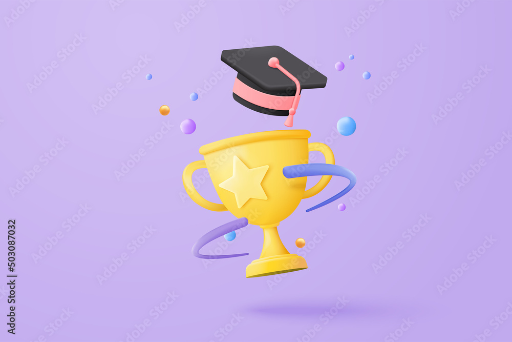 3D graduation of university, college for student. graduation hat and ...
