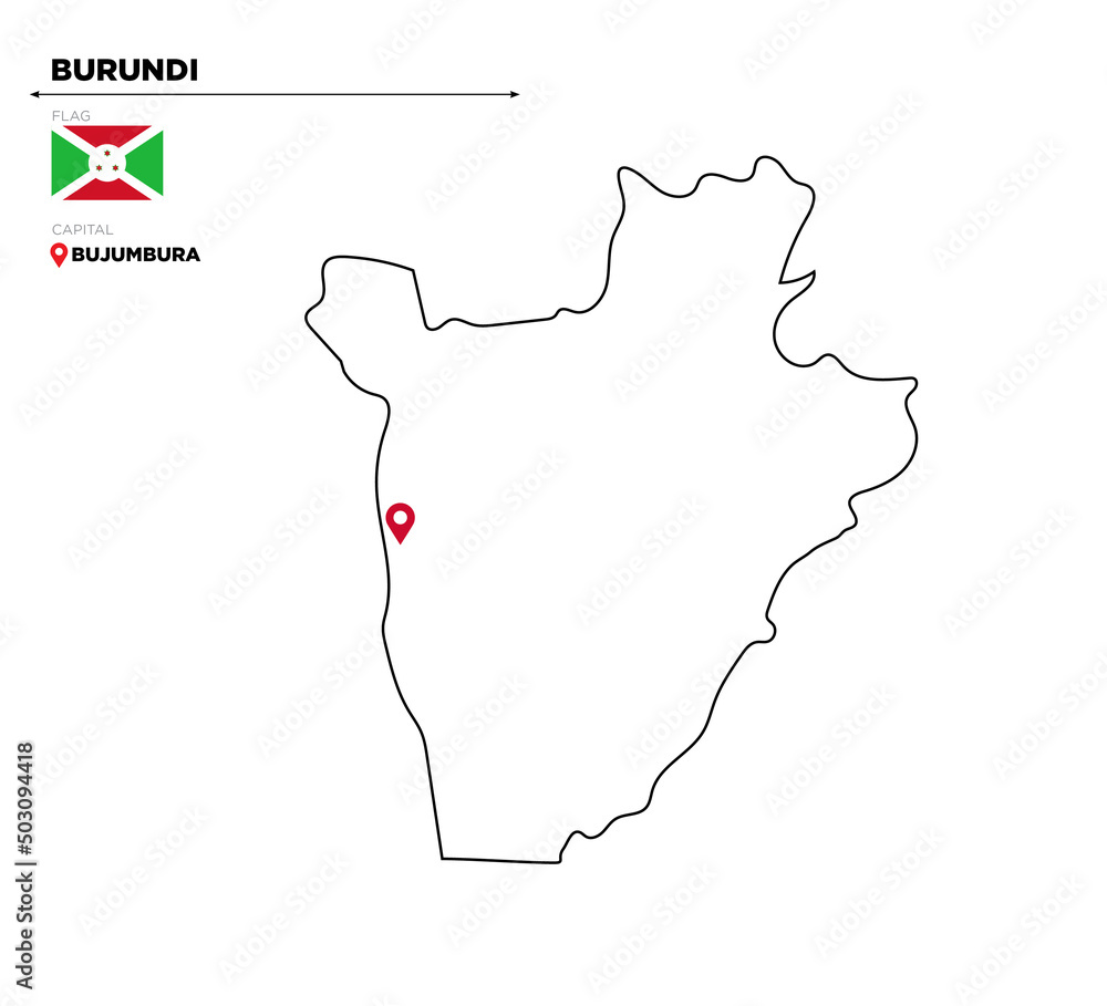 Burundi political map with capital city, Bujumbura ilustração do Stock ...