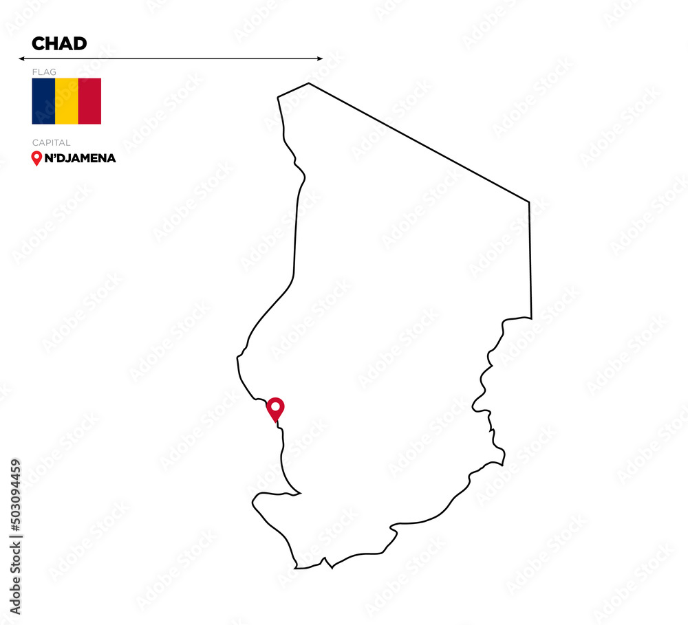 Fotografía Chad political map with capital city, N'Djamena, oscar ...
