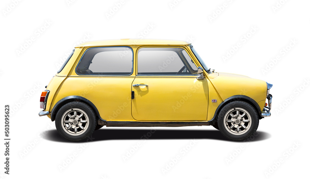 Austin Mini Cooper Classic, side view isolated on white background, 6 ...