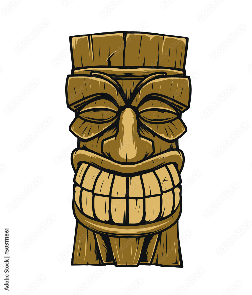 tiki sculpture vector illustration, drawing style Stock Vector | Adobe ...