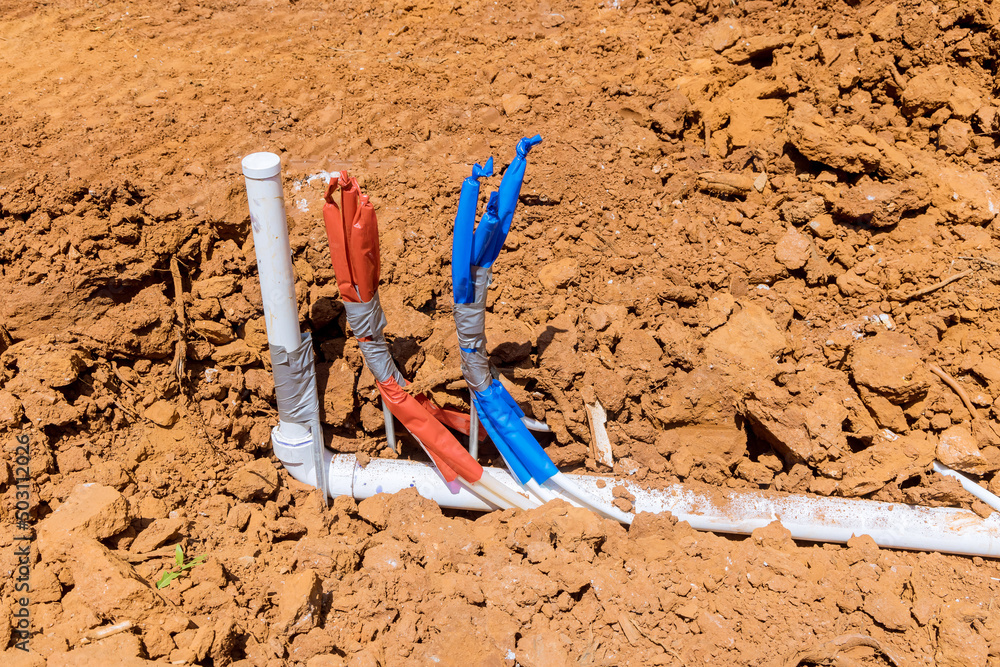 Plumbing work of assembling system laying from the ground of sanitary ...