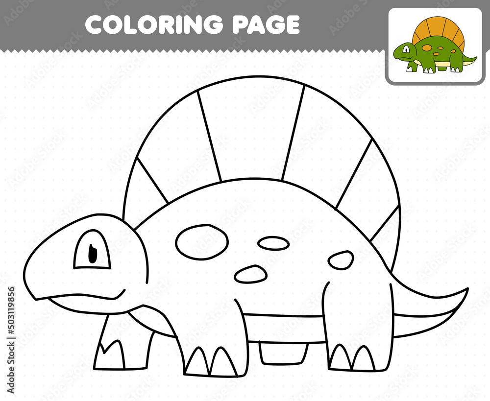 Education game for children coloring page cartoon prehistoric dinosaur ...