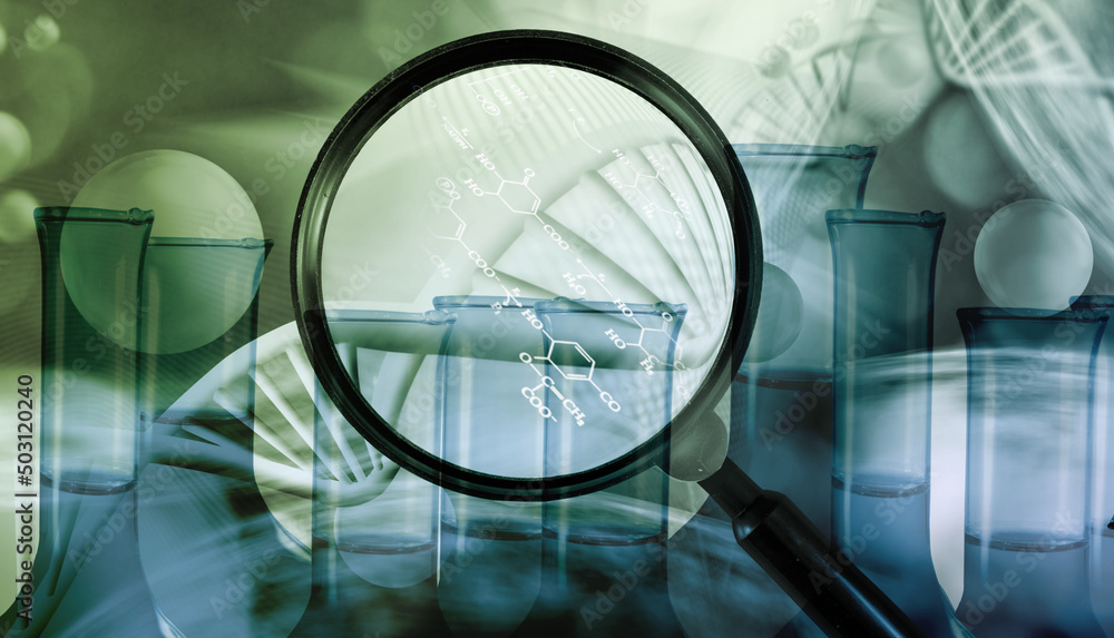 magnifying glass as a symbol of cognition against the background of ...