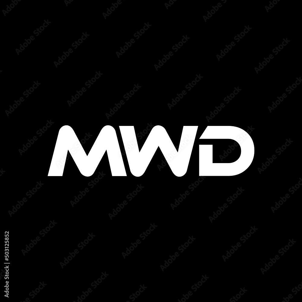 MWD letter logo design with black background in illustrator, vector ...