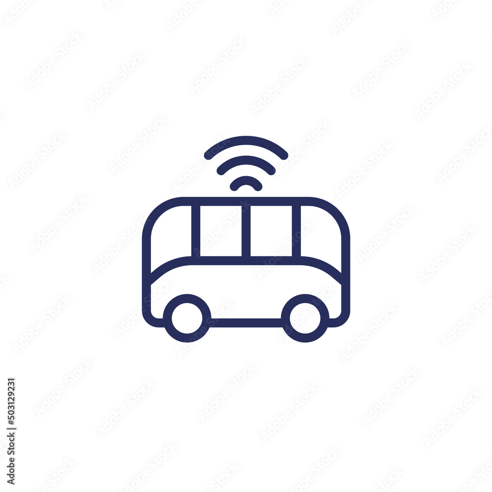 autonomous shuttle bus line icon, modern city transport Stock Vector ...