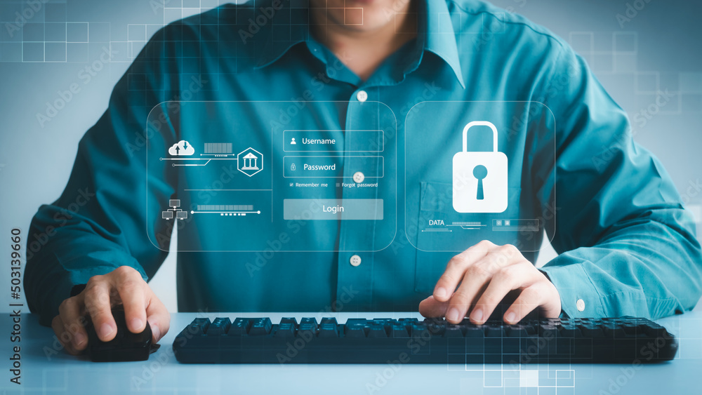 cybersecurity concept Global network security technology, business ...