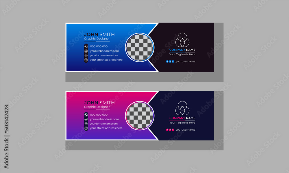 Modern email signature design template with gradient color, Flat And ...