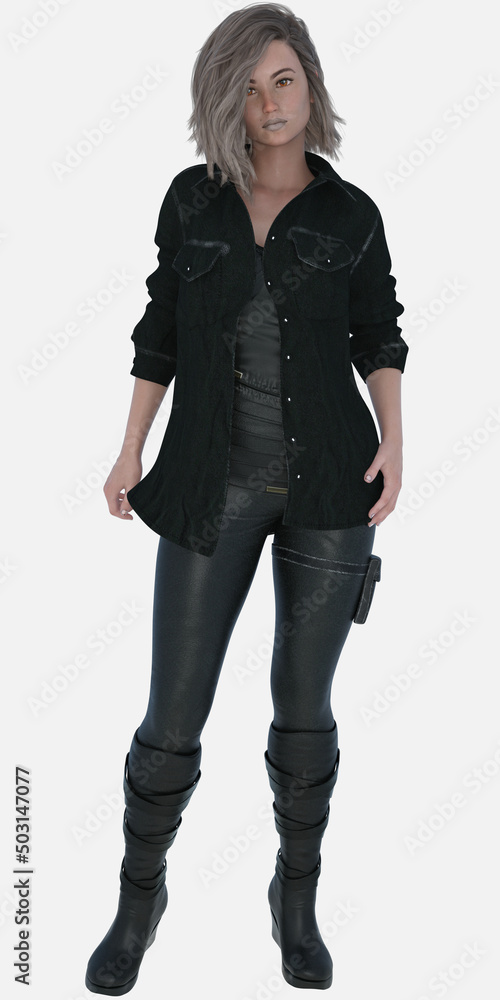 Full length portrait of Nola, a young beautiful brunette woman female ...