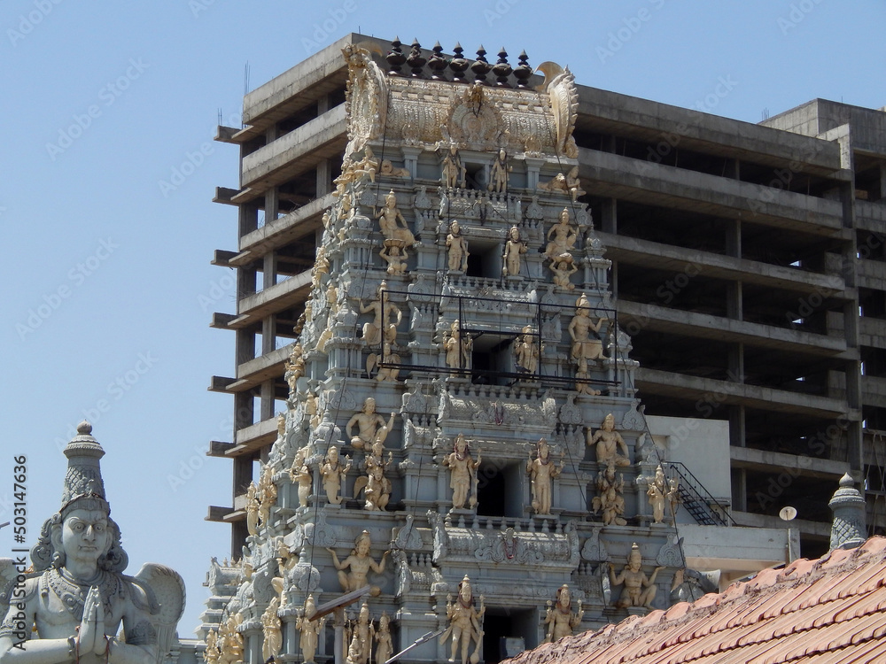 View of the Shree Balaji temple against the blue sky. Ahmedabad, India ...