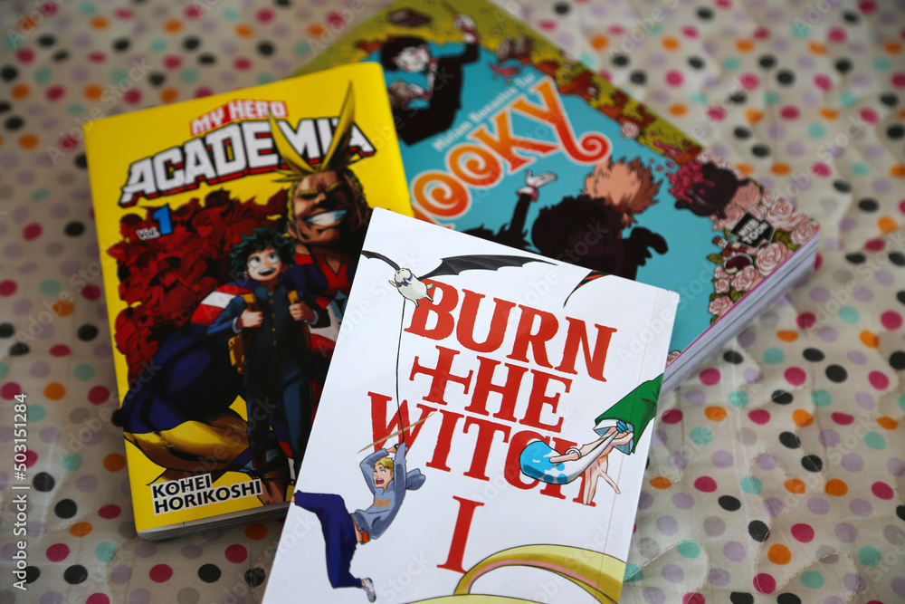 Book. Anime. Japanese manga. Burn the witch I. My Hero Academy number 1 ...