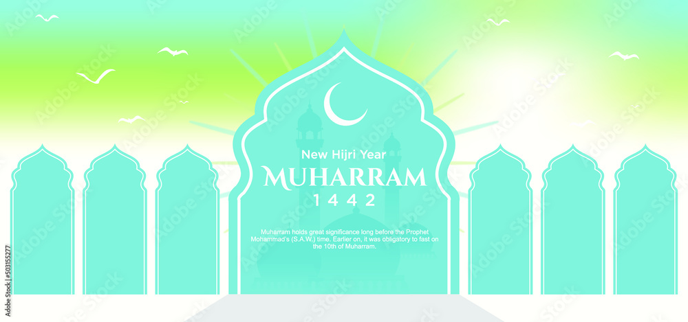Vector illustration of new Islamic Hijri year 1442 Stock Vector | Adobe ...