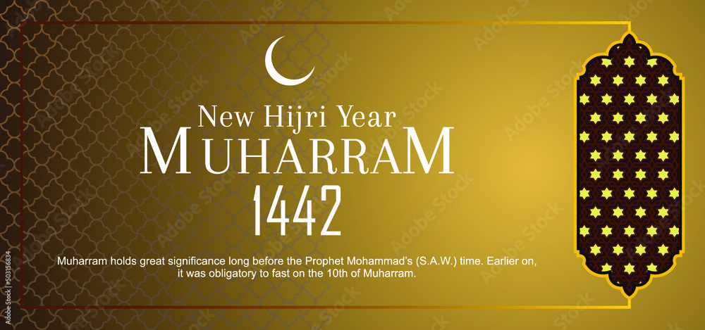 Vector illustration of new Islamic Hijri year 1442 Stock Vector | Adobe ...