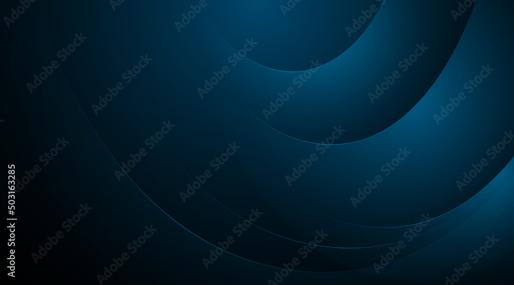 Abstract dark blue background with curve lines. Blue gradient geometric ...