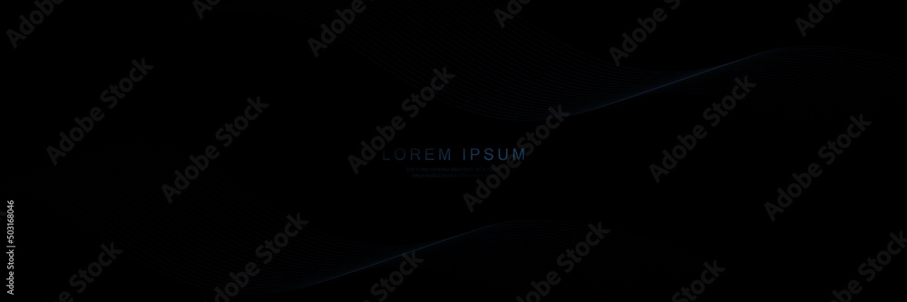 Abstract blue lines wavy on dark background. Futuristic technology digital hi tech concept ...