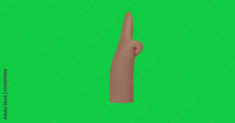 3d hand gesture on a chroma green screen background. Alpha Channel ...