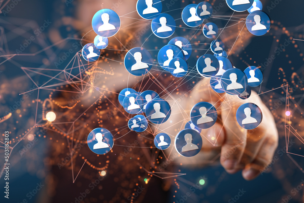 videoconference group of people talking in social network Stock Photo ...