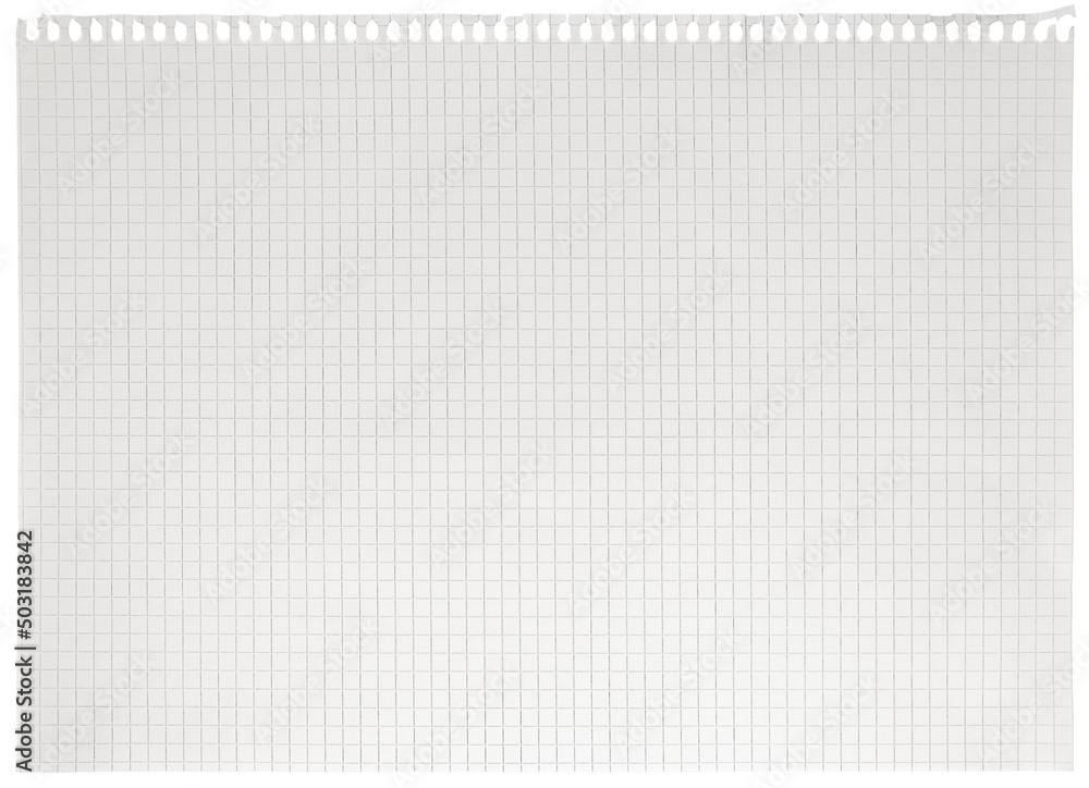Checked spiral notebook page paper background, old aged white chequered ...