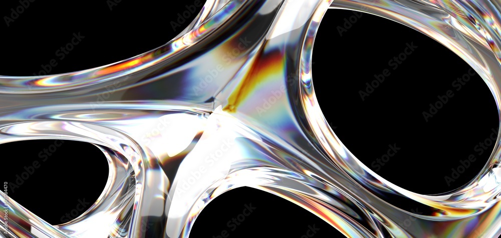 Photo & Art Print Fluid design twisted shapes holographic 3D abstract background iridescent ...