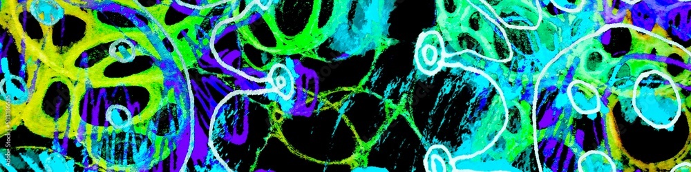 Vivid Cancer Immunity. Cosmos Bacterium Microscope. Multicolored Cancer ...