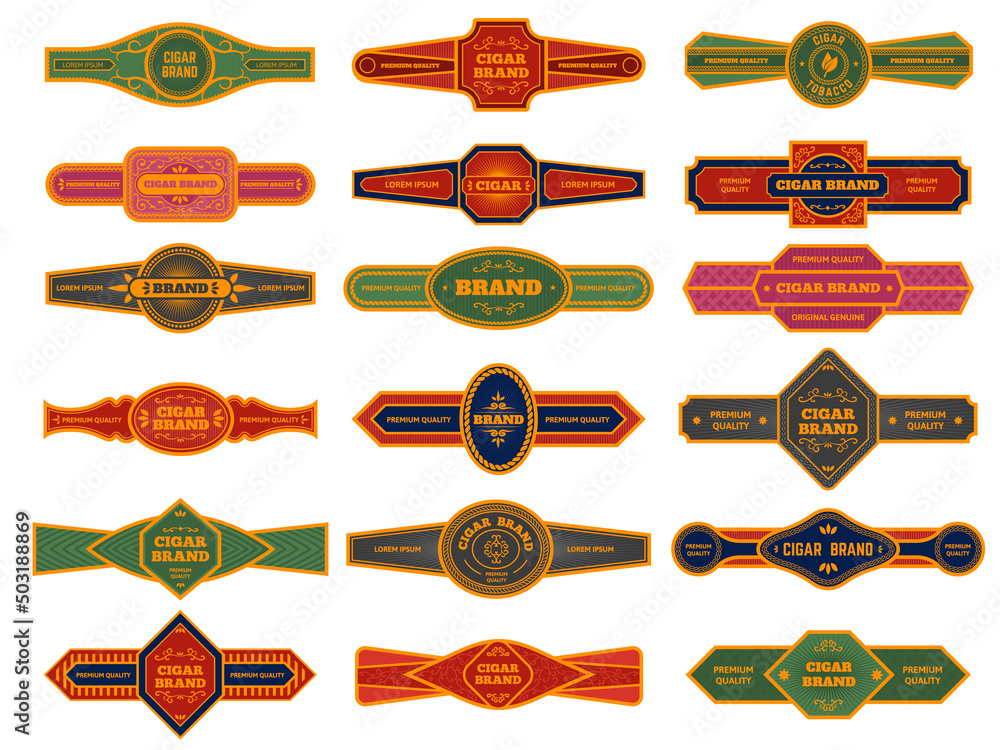 Cigar badges. Vintage tobacco brand template, cigars label sticker ...