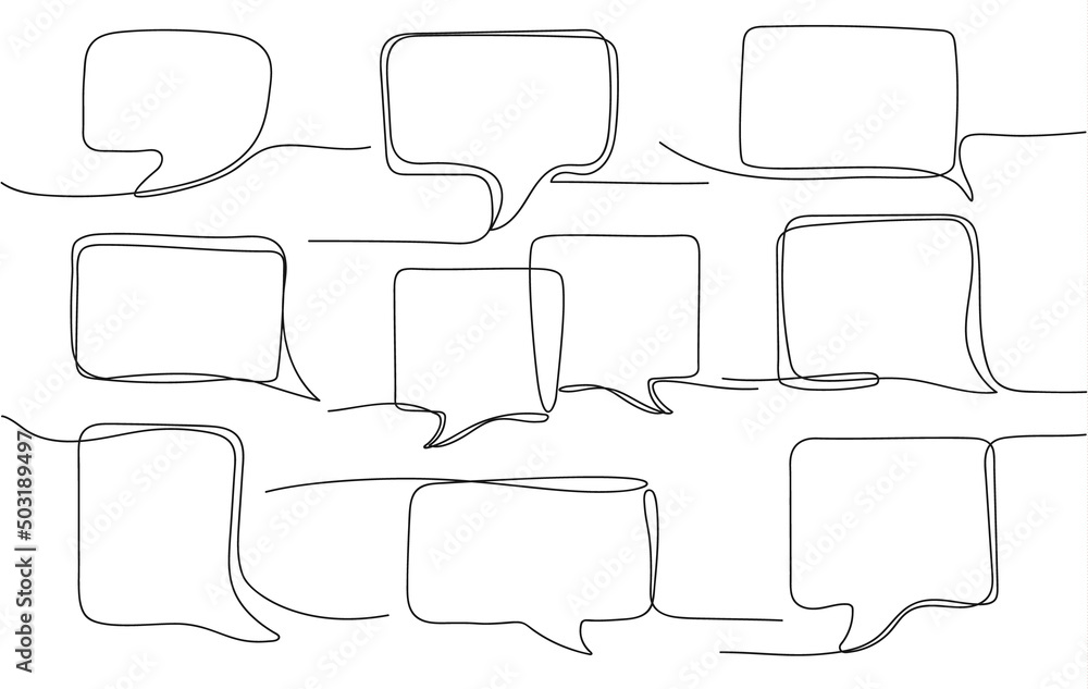One line speech bubble. Comment template, opinion text messages and ...