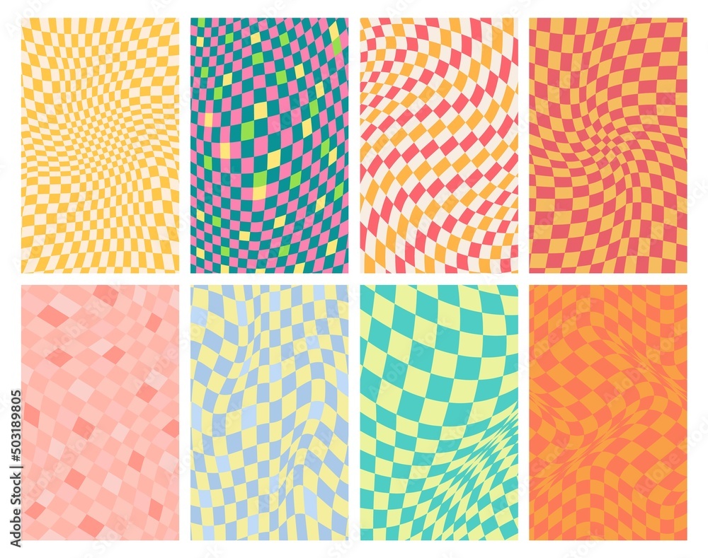 Groovy grid. Wavy psychedelic background, 70s swirl texture and trippy ...