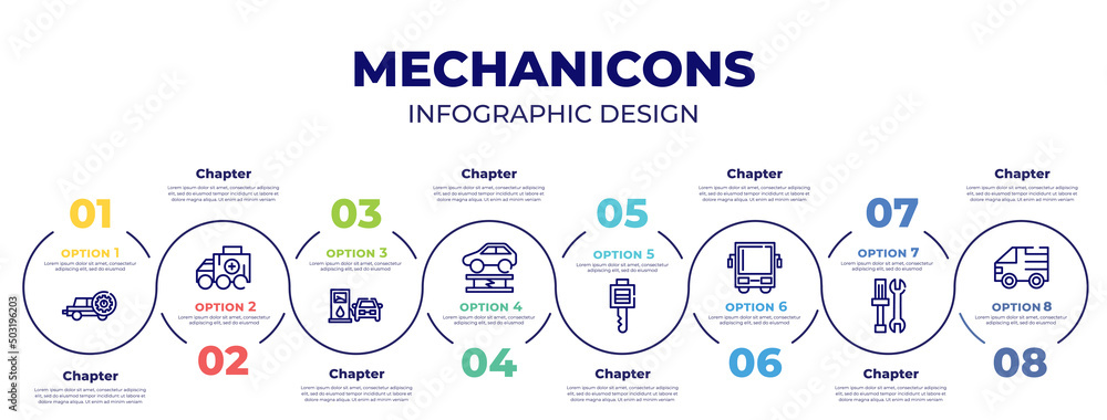 infographic template design vector with icons and 8 options or steps ...