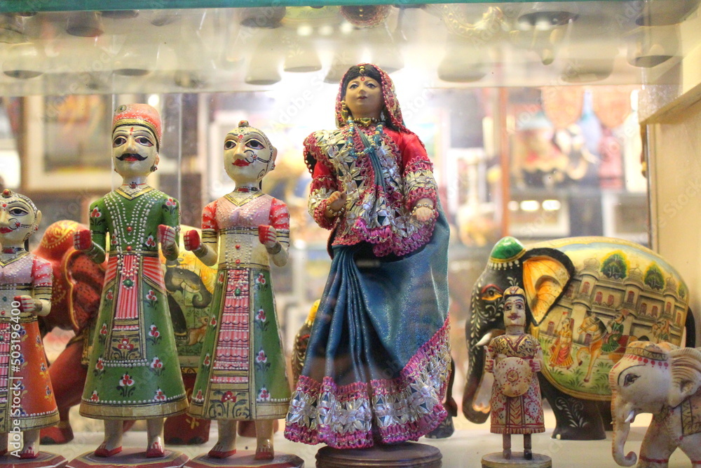 Indian traditional doll in saree with two other dolls Stock Photo ...