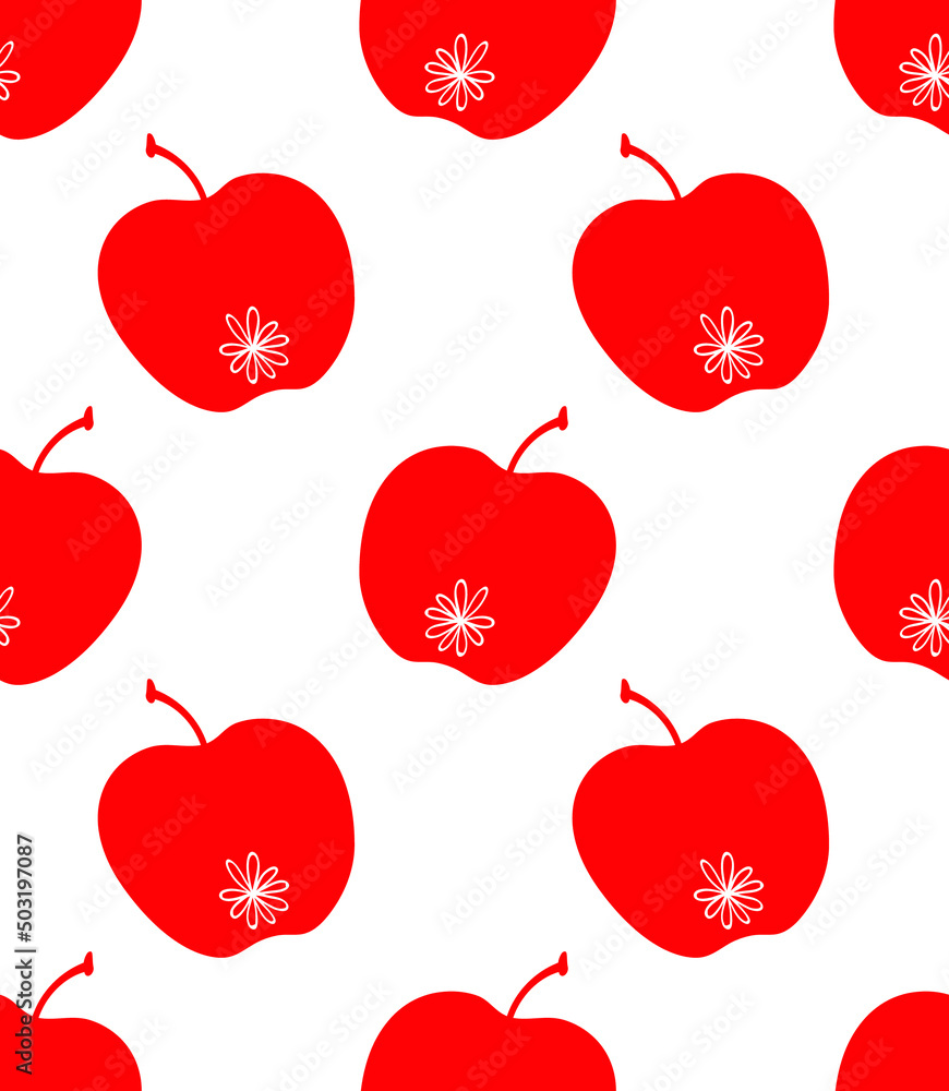 Red and lovely apple. Summer design with cute fruits. Abstract fruits ...