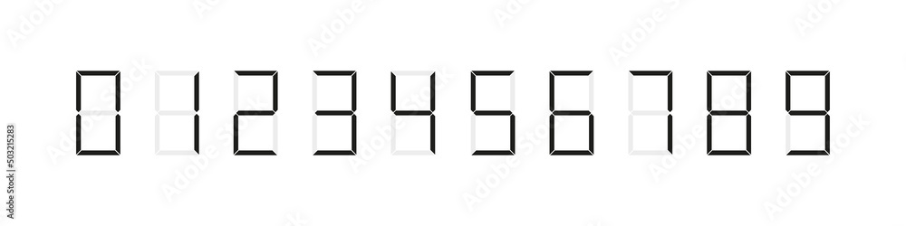 Digital clock number set. Led digit set. Calculator digital numbers ...