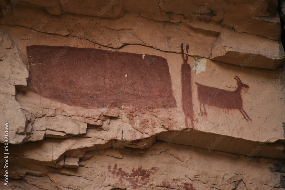 ancient pictographs rock art in Utah Stock Photo | Adobe Stock