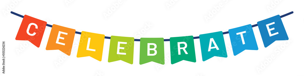 Celebrate banner party flags. Vector illustration Stock Vector | Adobe ...