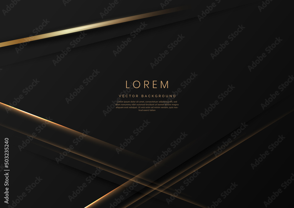 Abstract elegant gold lines diagonal on black background. Luxury style ...