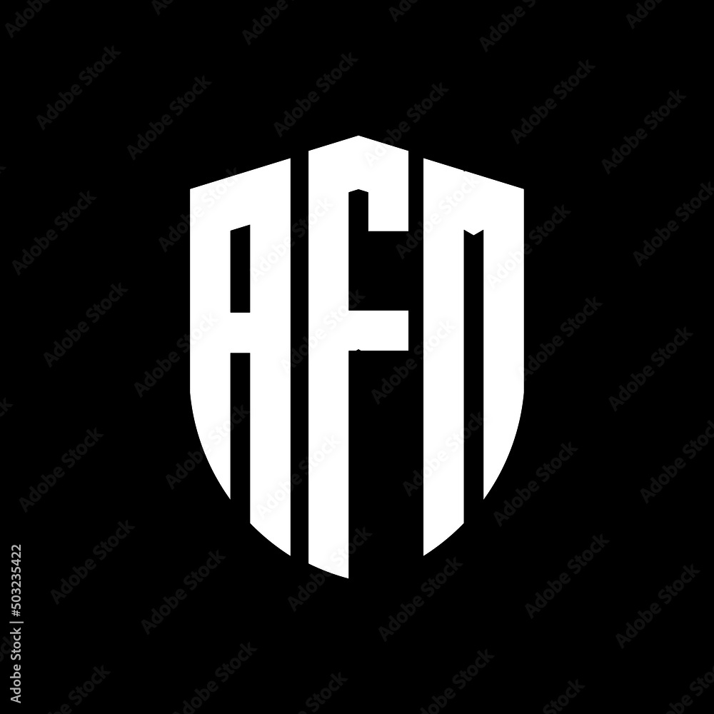 AFM letter logo design. AFM modern letter logo with black background ...