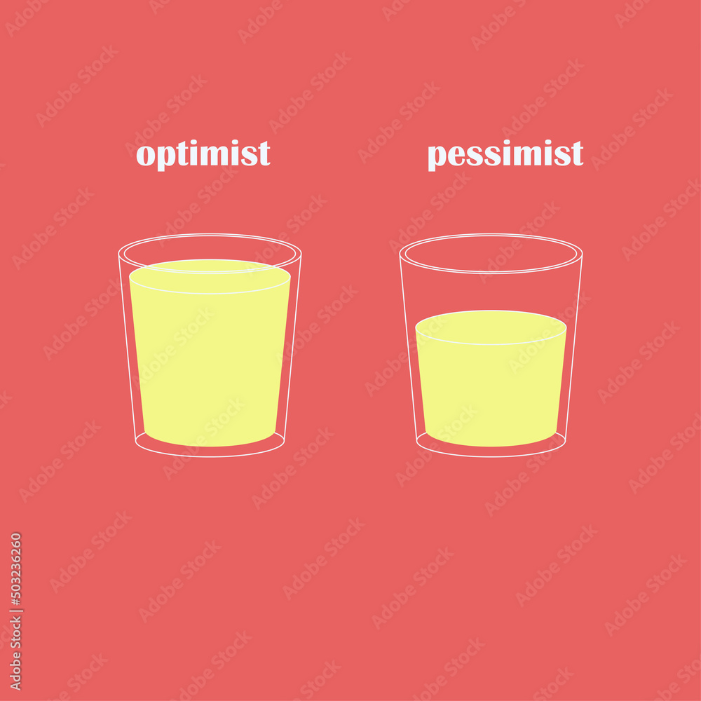 The glass is full and half filled with water. Concept of optimist and ...