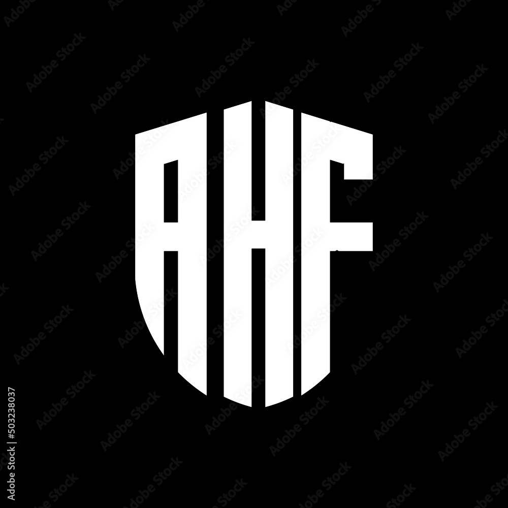AHF letter logo design. AHF modern letter logo with black background ...