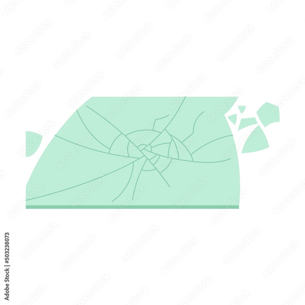 window glass shards. Garbage recycle bin. Vector illustration of trash ...