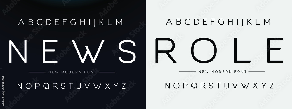NEWS ROLE Minimal urban font. Typography with dot regular and number ...