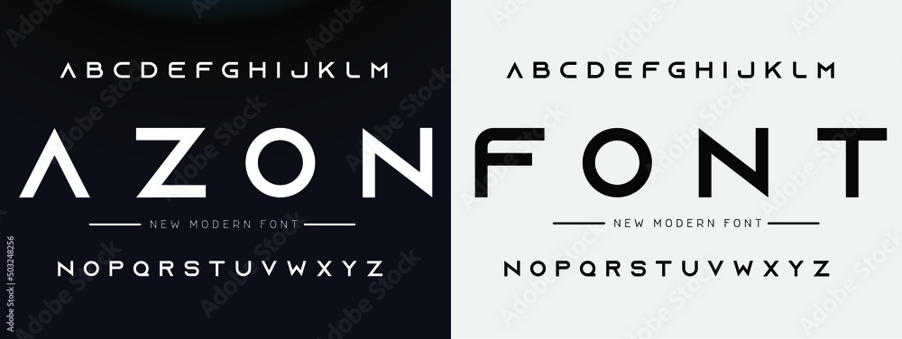 AZON Sports minimal tech font letter set. Luxury vector typeface for ...