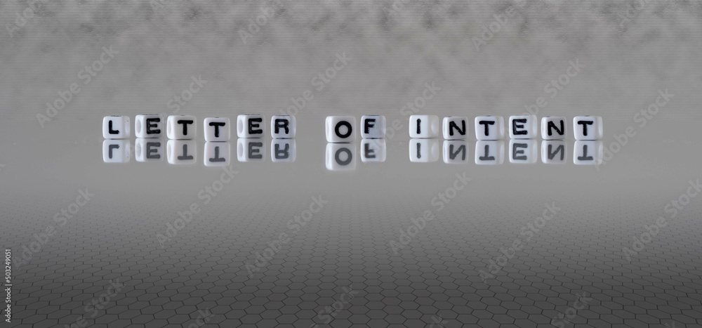 letter of intent word or concept represented by black and white letter ...