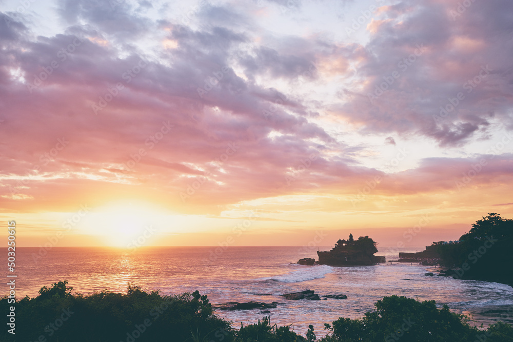 Beautiful balinese landscape. Ancient hinduism temple Tanah lot on the ...